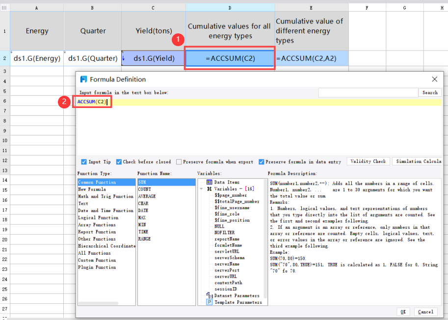 ACCSUM — Calculating Accumulated Value-FineReport Help Document