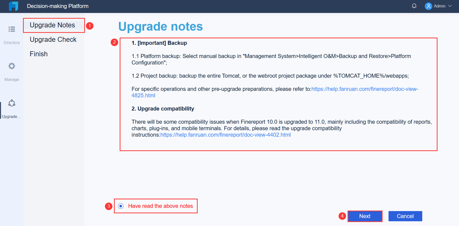 Upgrade Detection Tool-FineReport Help Document