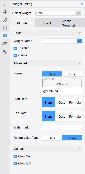 Date Widget-FineReport Help Document
