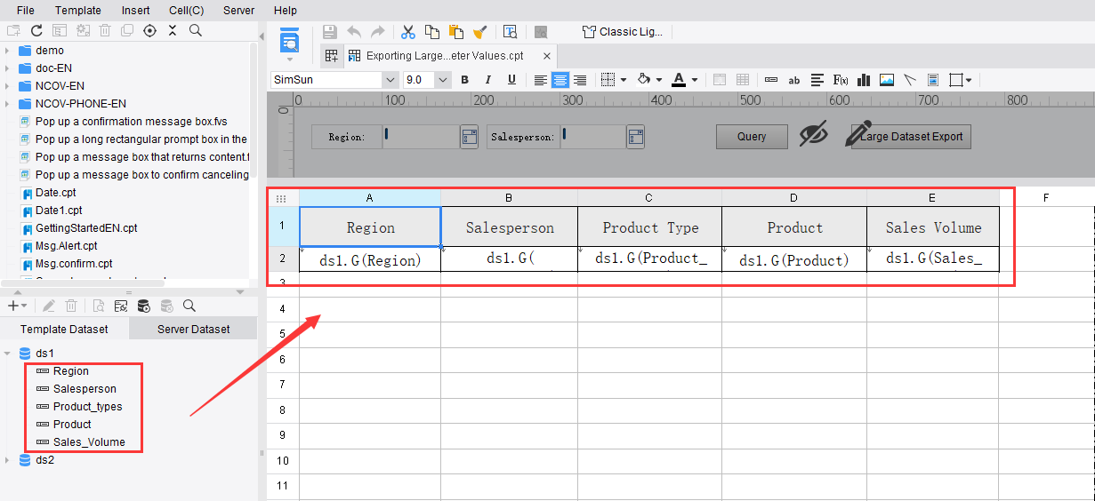 JS Large Dataset Export-FineReport Help Document