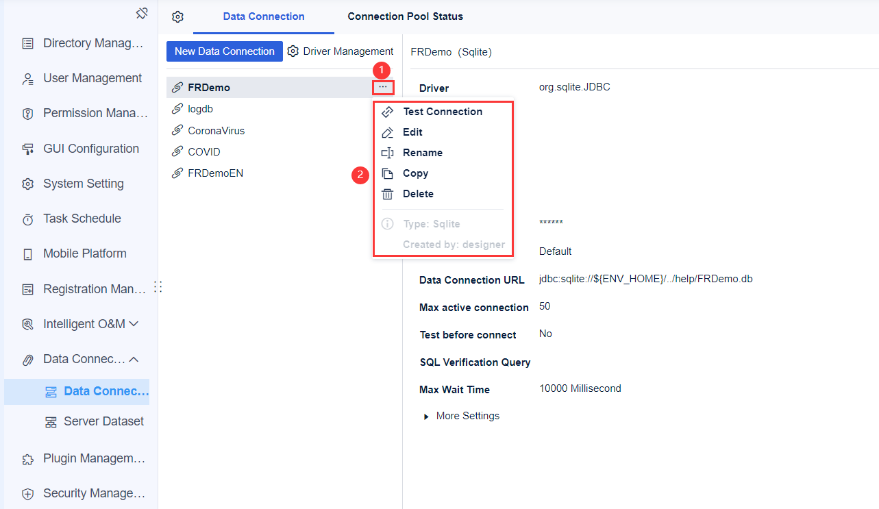 [Platform] Data Connection Management-FineReport Help Document
