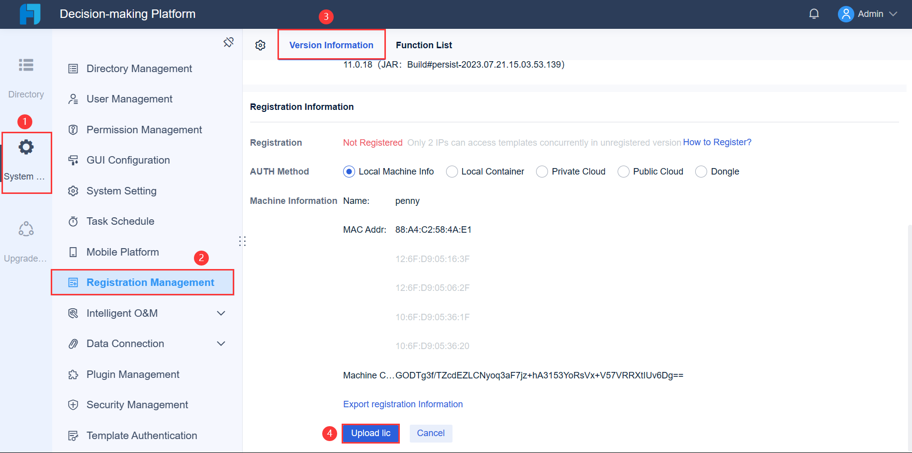Local Machine Information Authentication-FineReport Help Document