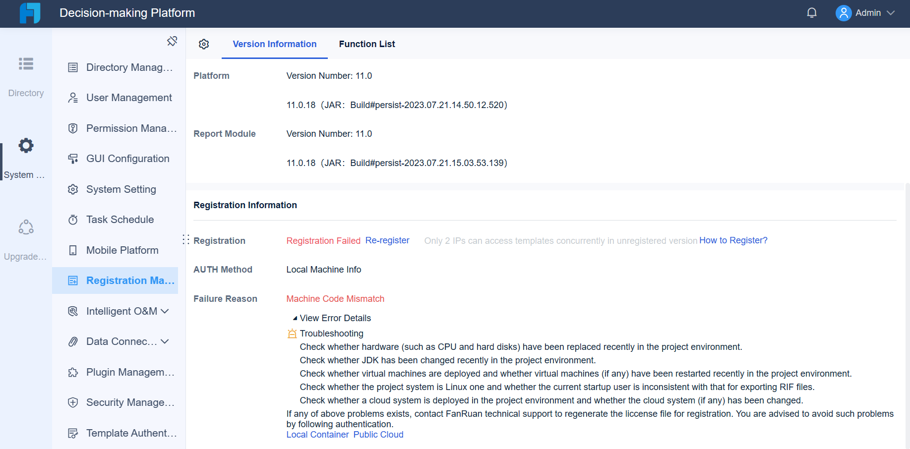 Local Machine Information Authentication-FineReport Help Document