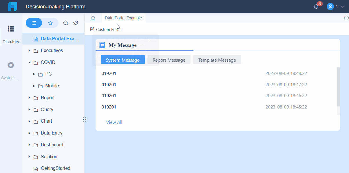 My Message Component-FineReport Help Document