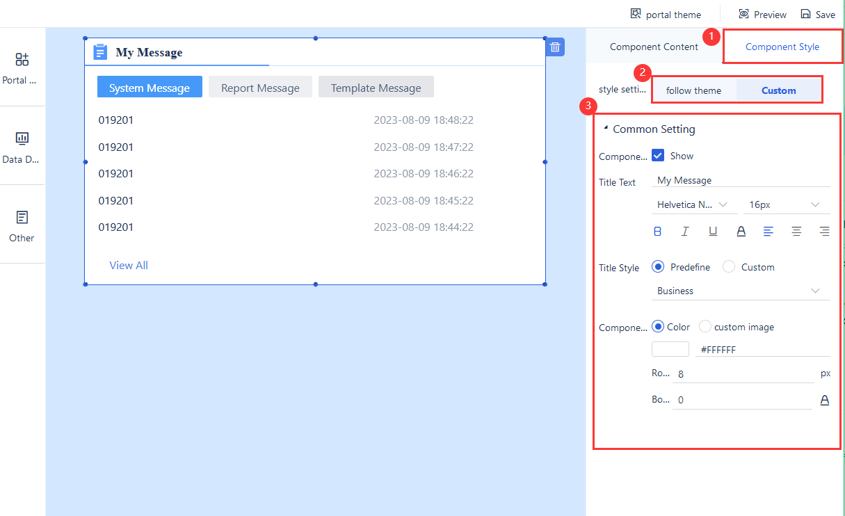 My Message Component-FineReport Help Document