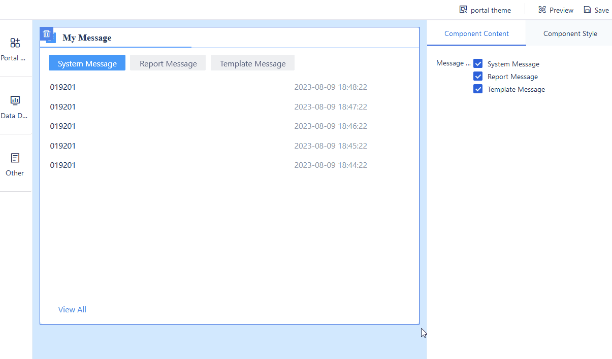 My Message Component-FineReport Help Document