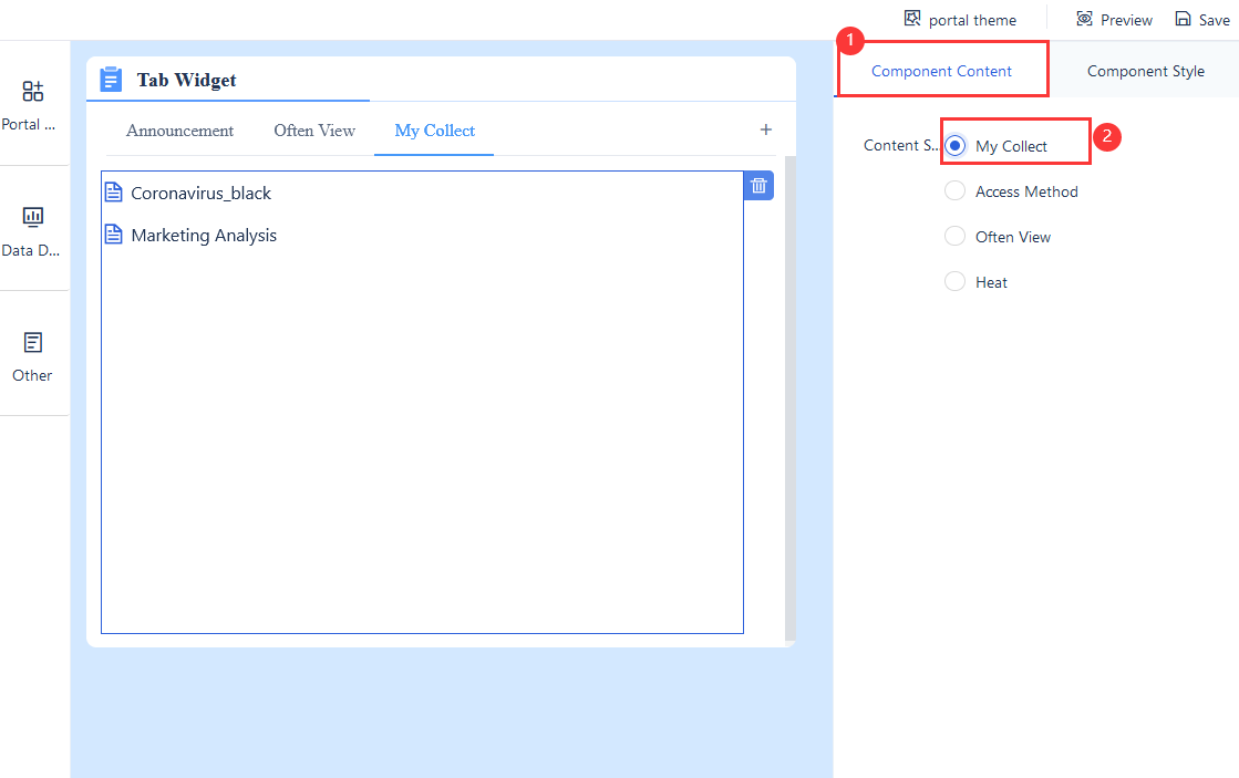 Tab Component-FineReport Help Document