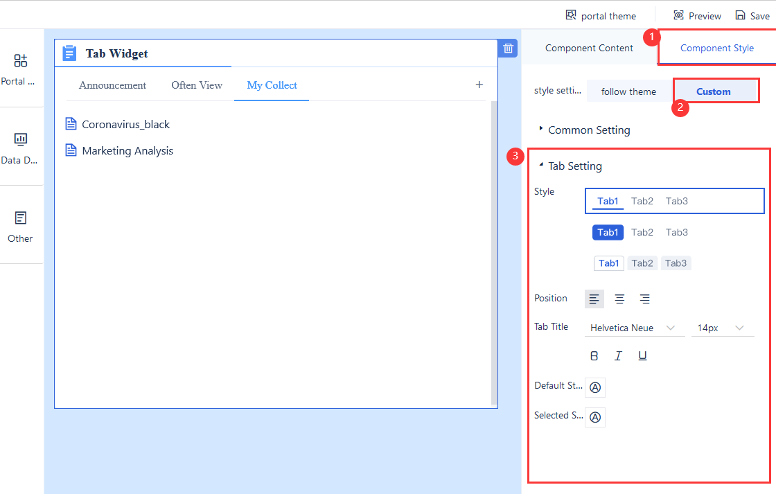 Tab Component-FineReport Help Document