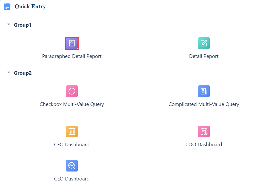 Quick Entry Component-FineReport Help Document