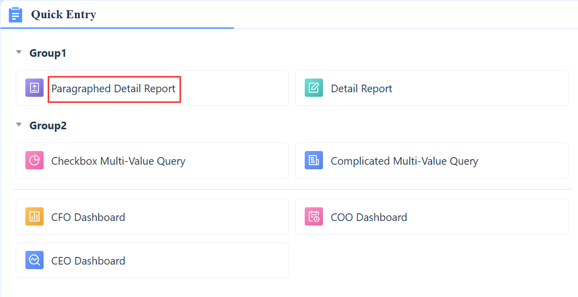 Quick Entry Component-FineReport Help Document