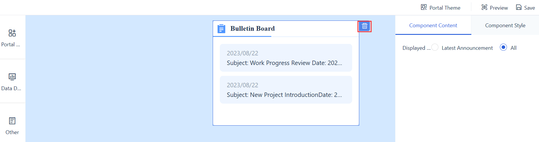Bulletin Board Component- FineBI Help Document