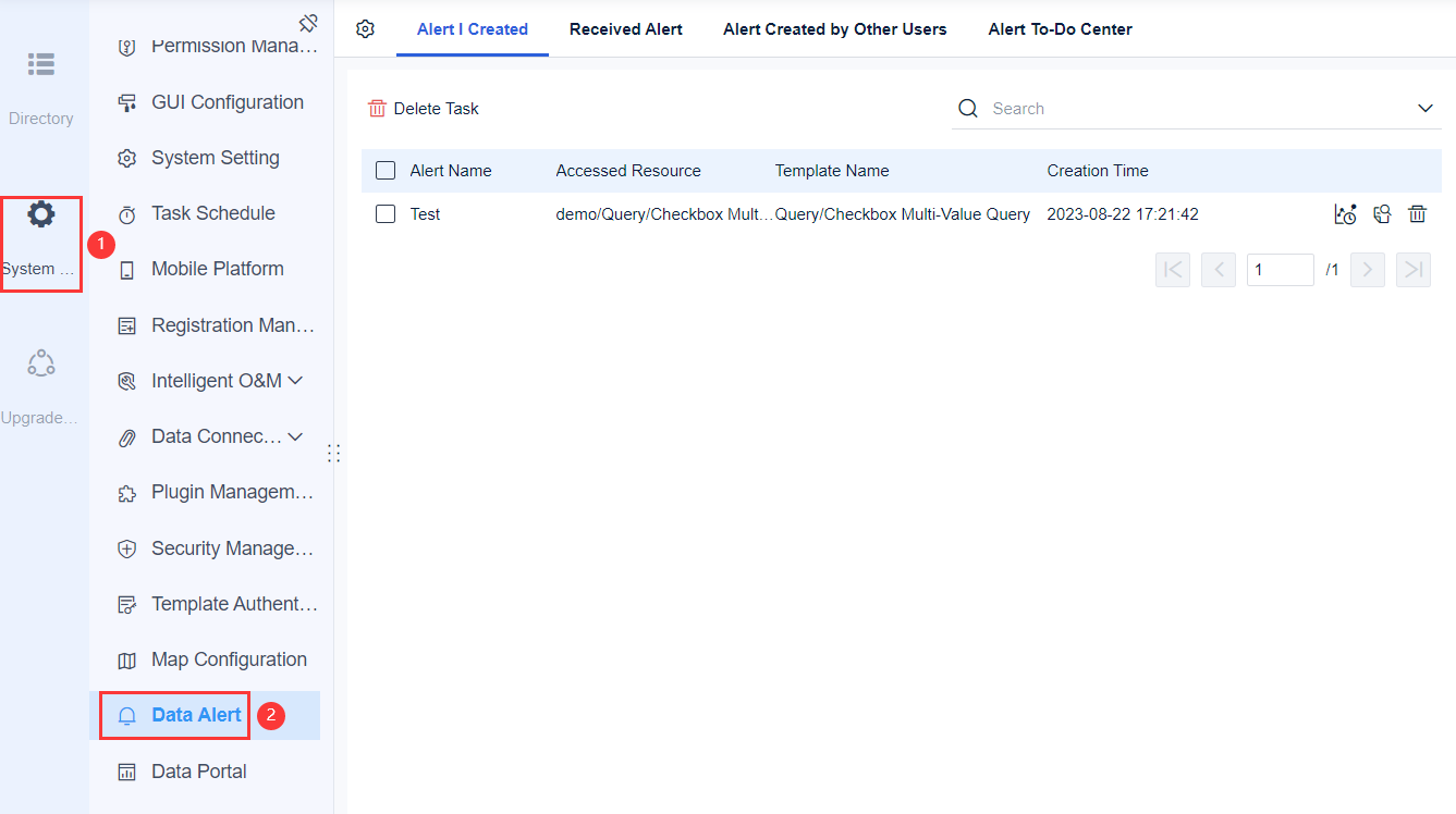 Managing an Alert Task-FineReport Help Document
