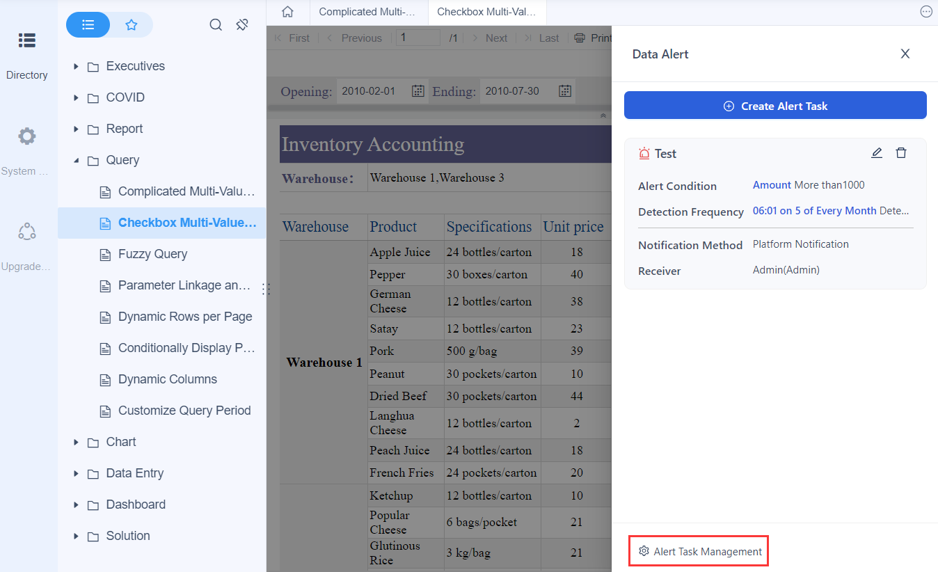 Managing an Alert Task-FineReport Help Document