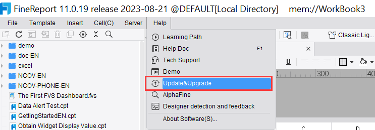 Update & Upgrade-FineReport Help Document