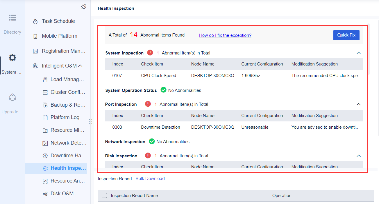 Health Inspection-FineReport Help Document