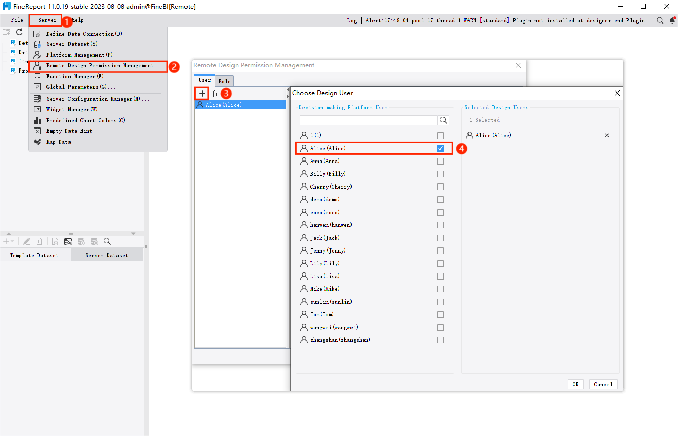 Data Connection Using Permission-FineReport Help Document