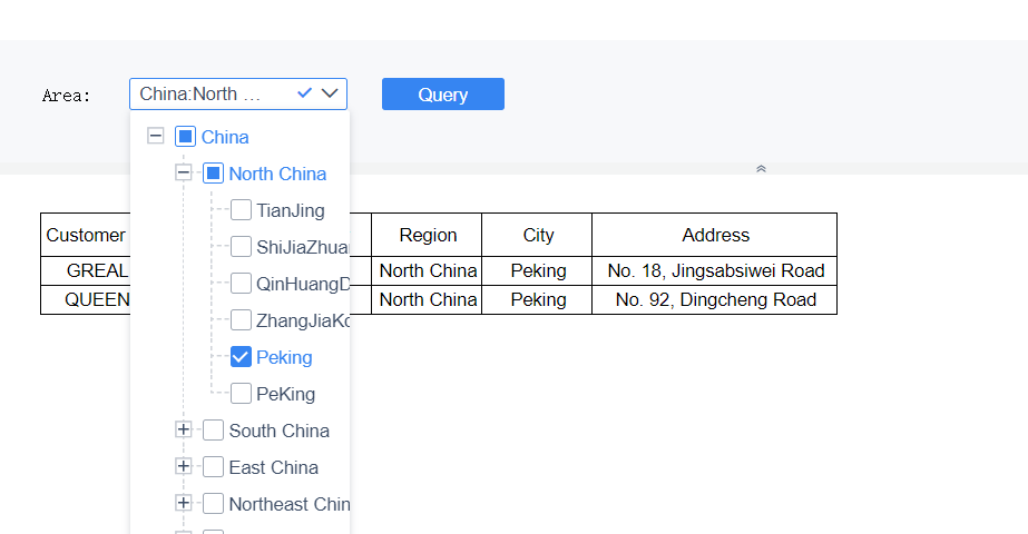 Drop-down Tree Widget-FineReport Help Document