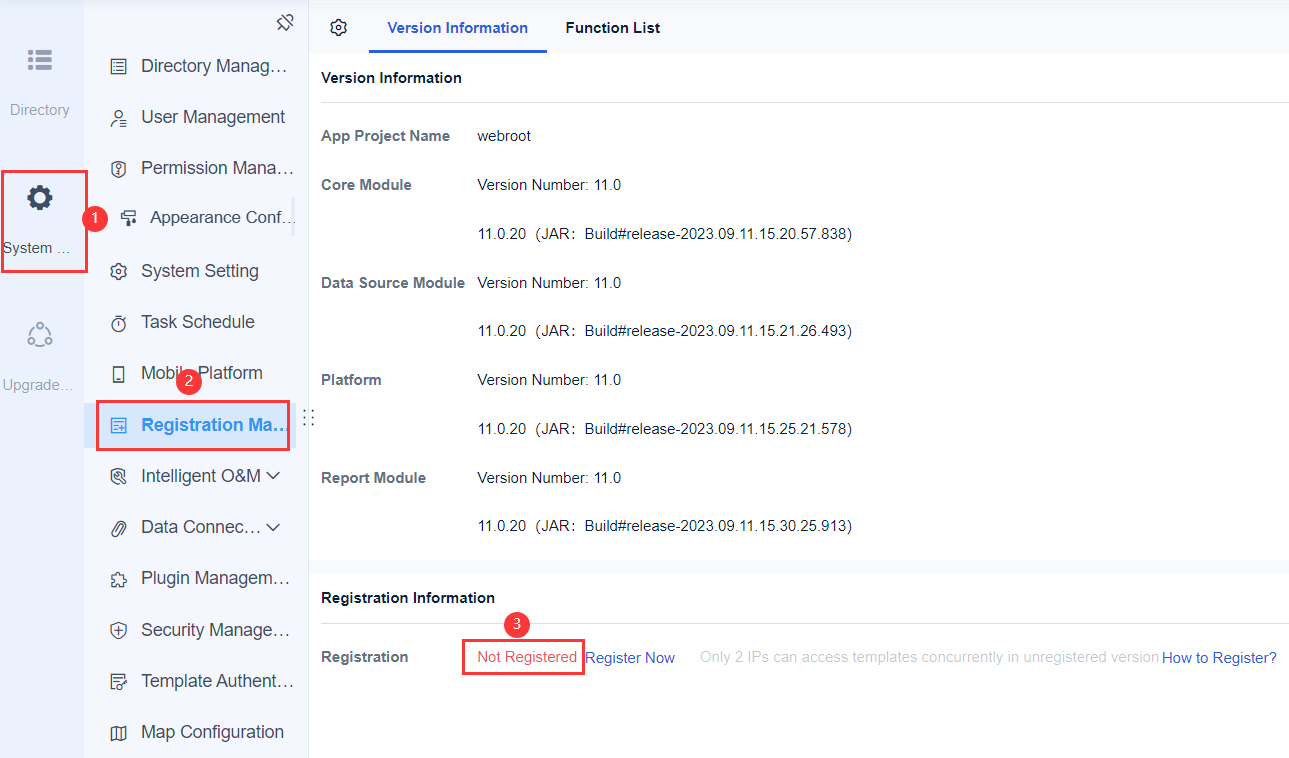 Registration Management-FineReport Help Document