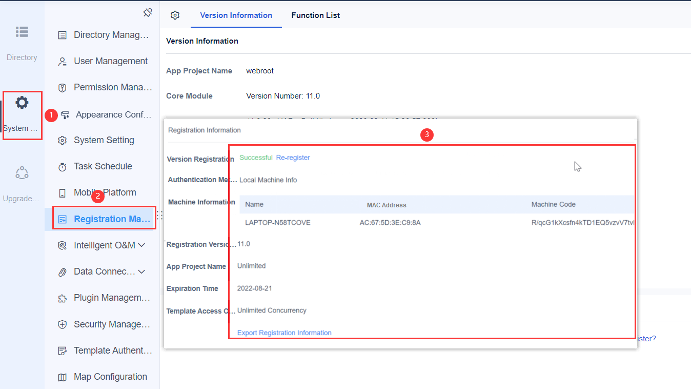Registration Management-FineReport Help Document