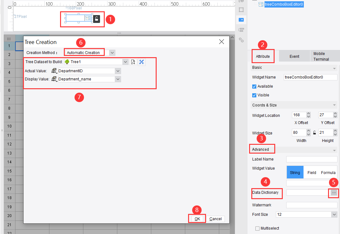 Example for Automatic Creation of Drop-down Tree Widgets-FineReport Help Document