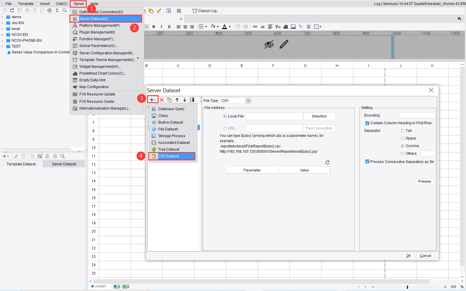 Enhanced CSV Dataset-FineReport Help Document