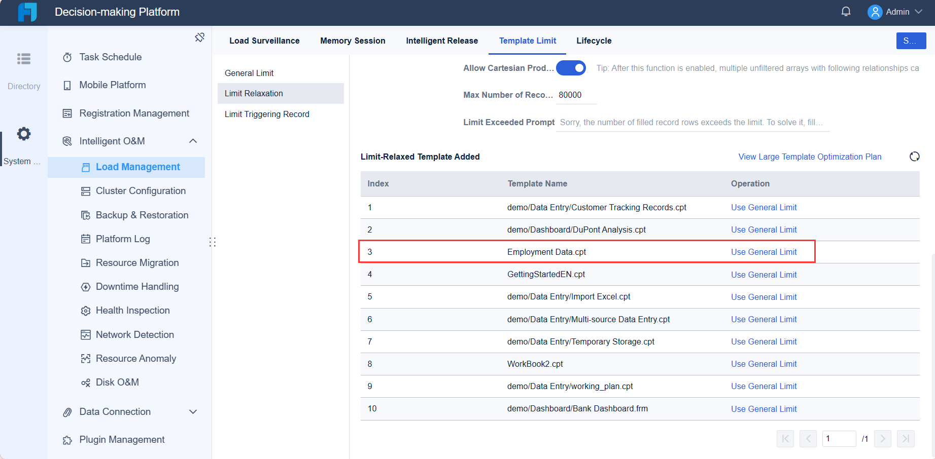 Template Limit-FineReport Help Document