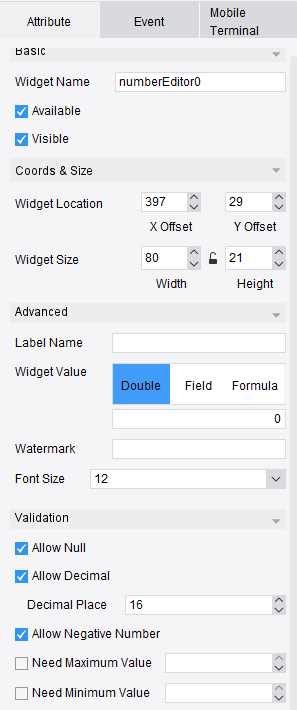 Number Widget-FineReport Help Document