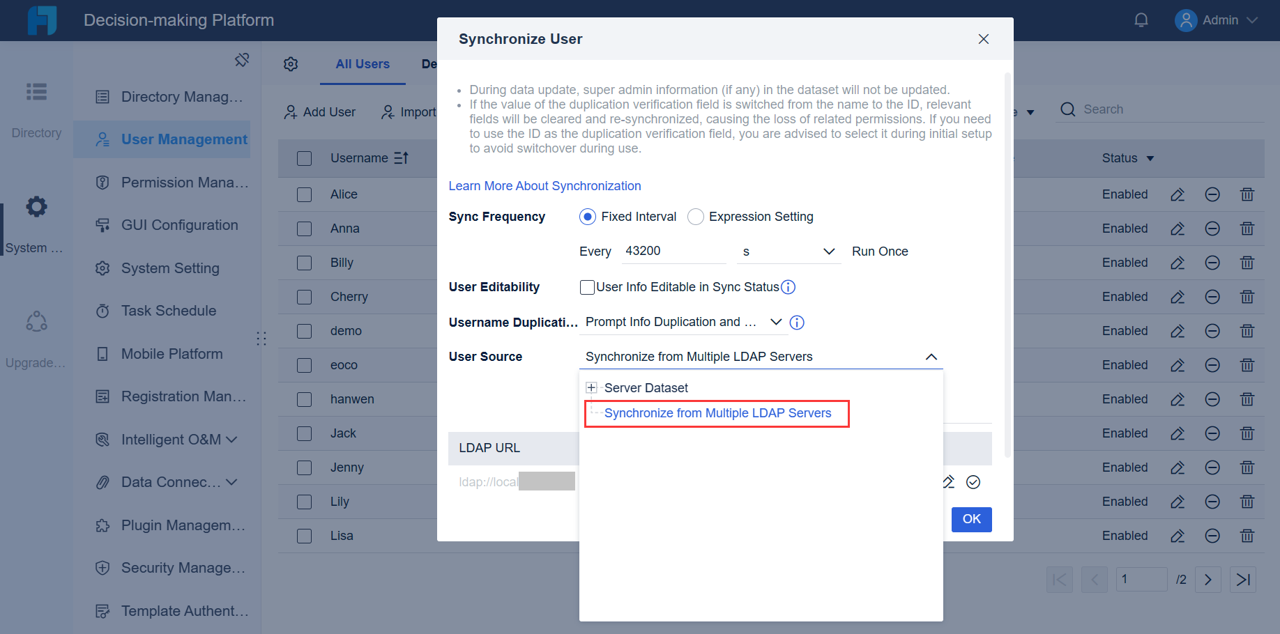 Multi-Domain LDAP Authentication (Enhanced) Plugin-FineReport Help Document