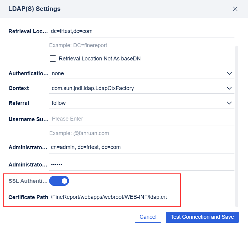 Multi-Domain LDAP Authentication (Enhanced) Plugin-FineReport Help Document