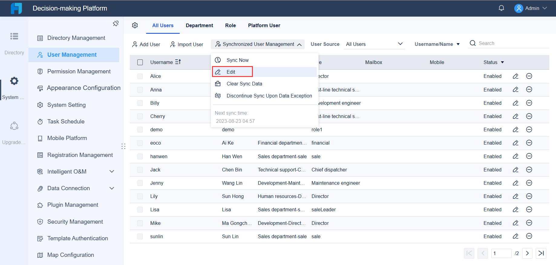 Multi-Domain LDAP Authentication (Enhanced) Plugin-FineReport Help Document
