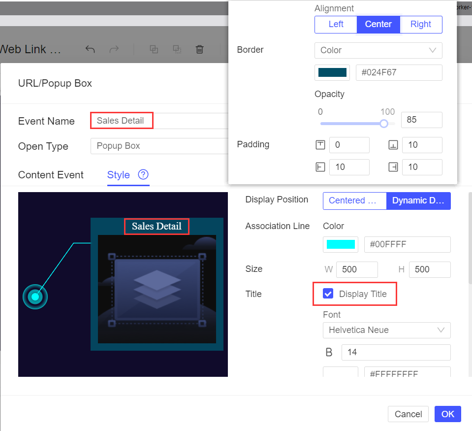 FVS Event of Jumping to a Webpage Link/Popup Box-FineReport Help Document