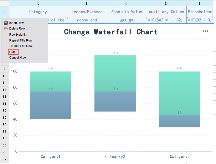 Change Waterfall Chart-FineReport Help Document