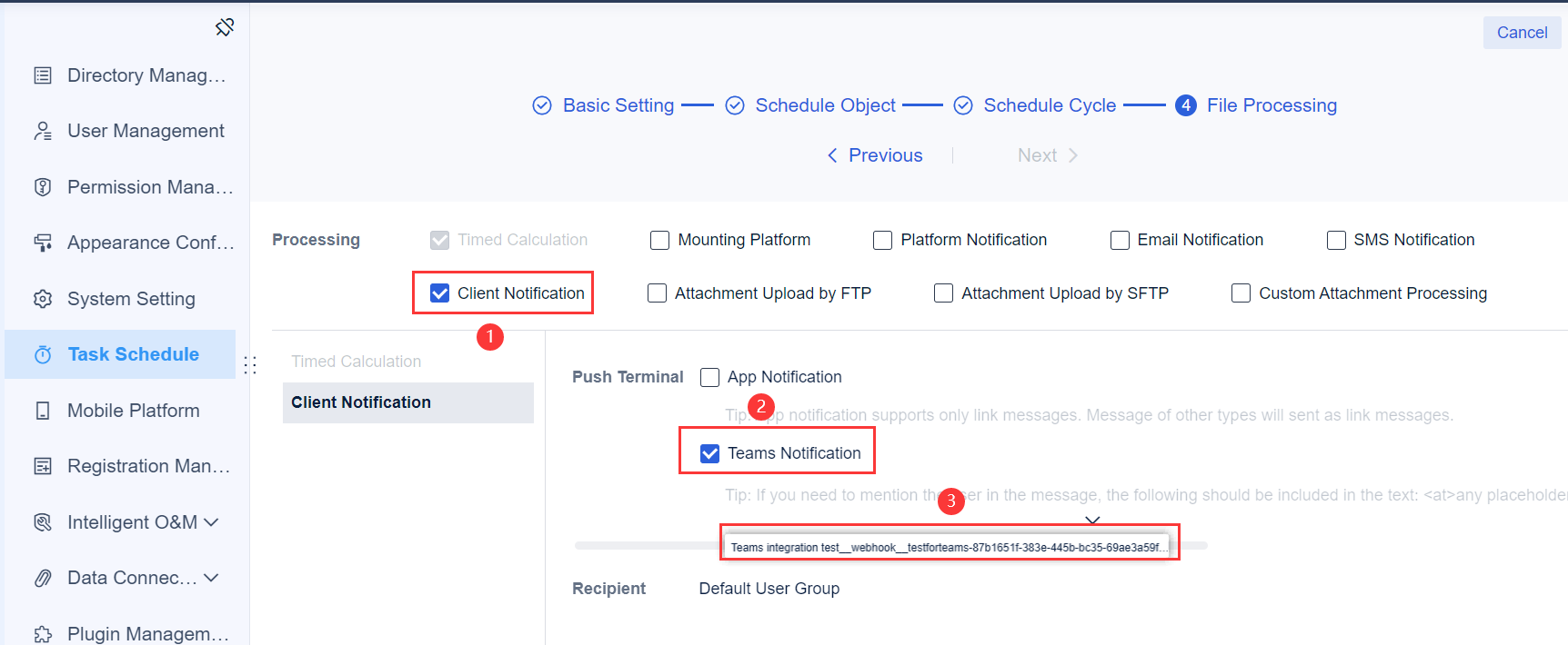 Teams Message Integration and Sending-FineReport Help Document