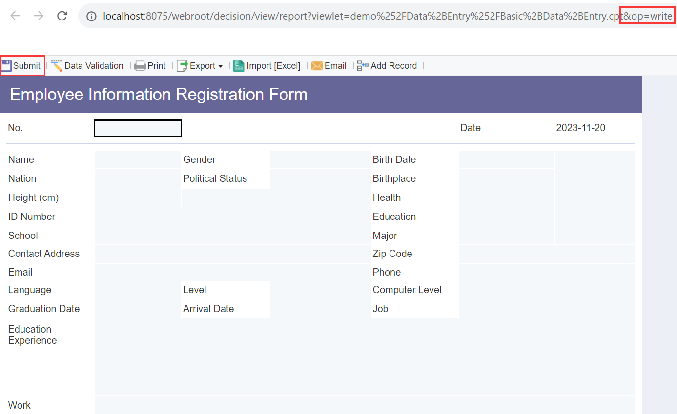 Data Entry Preview-FineReport Help Document