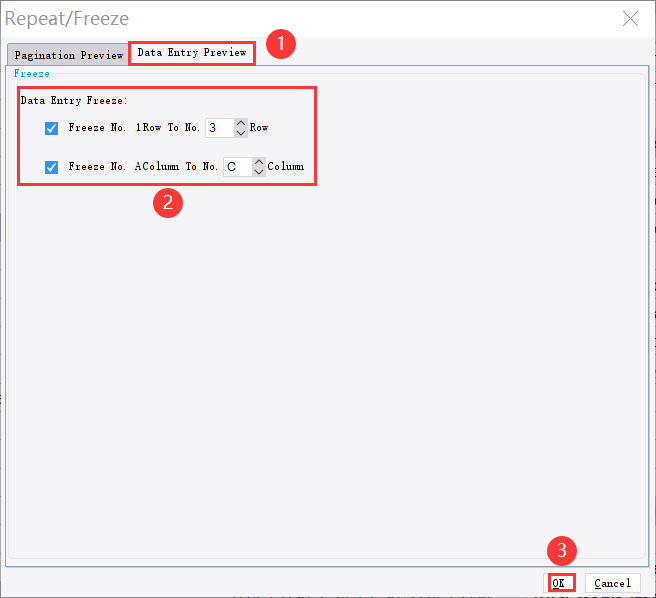 Data Entry Freeze-FineReport Help Document