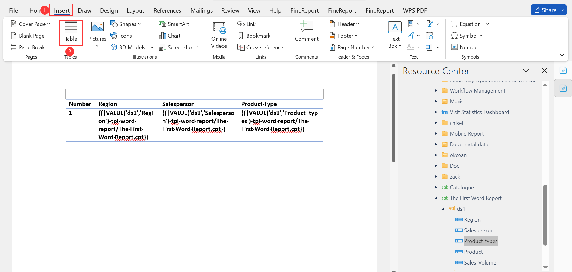 Word Report Example-FineReport Help Document