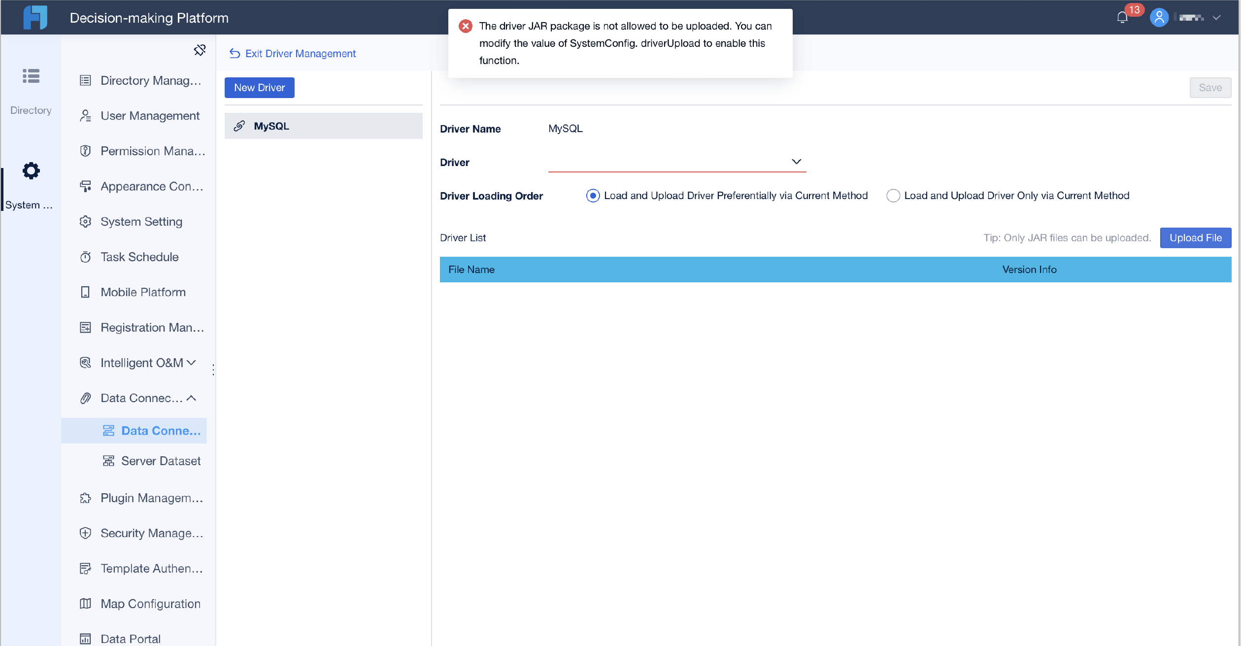 Driver Management-FineReport Help Document
