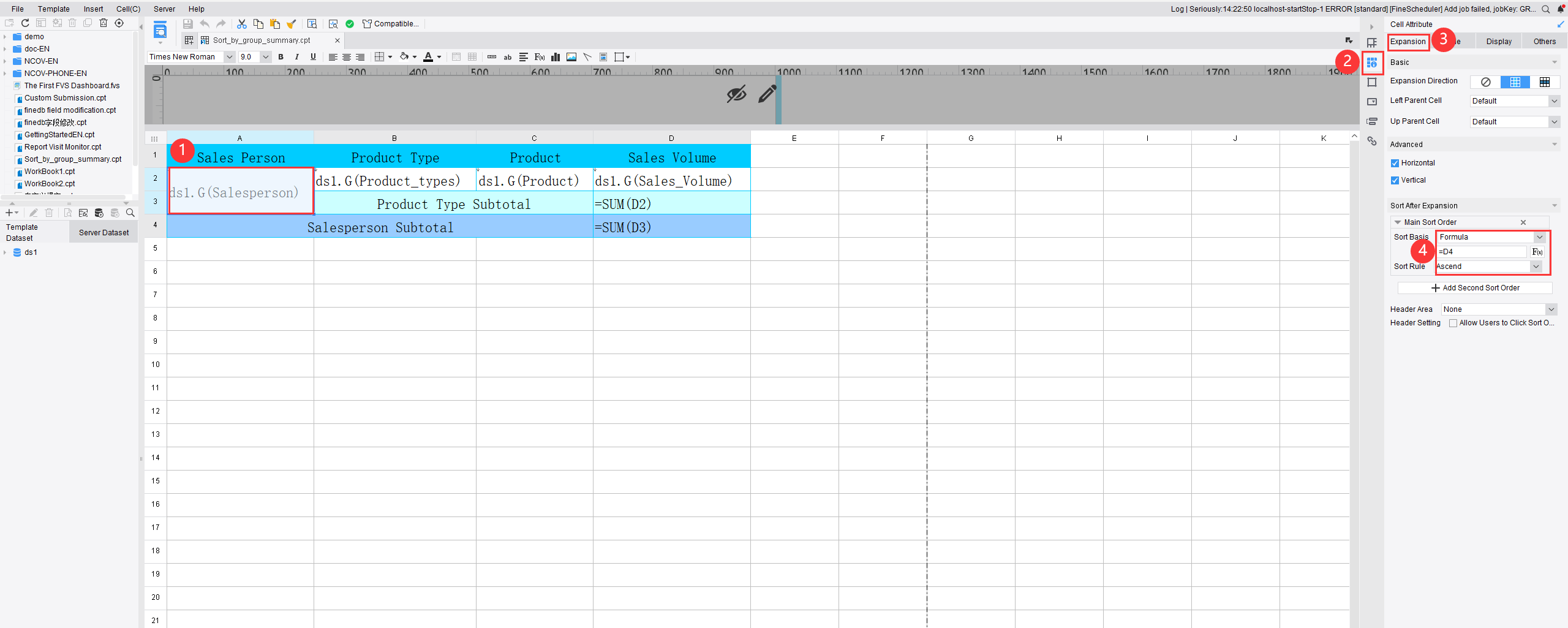 Sort by Group Summary-FineReport Help Document