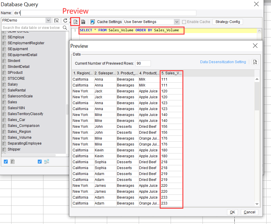 Sort in the Dataset-FineReport Help Document