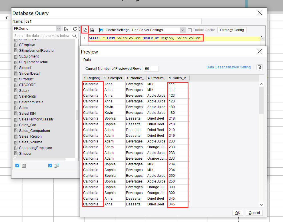 Sort in the Dataset-FineReport Help Document