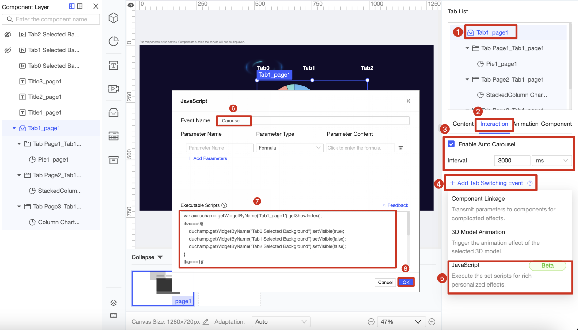 Switching Tab Pages Through Custom Buttons-FineReport Help Document