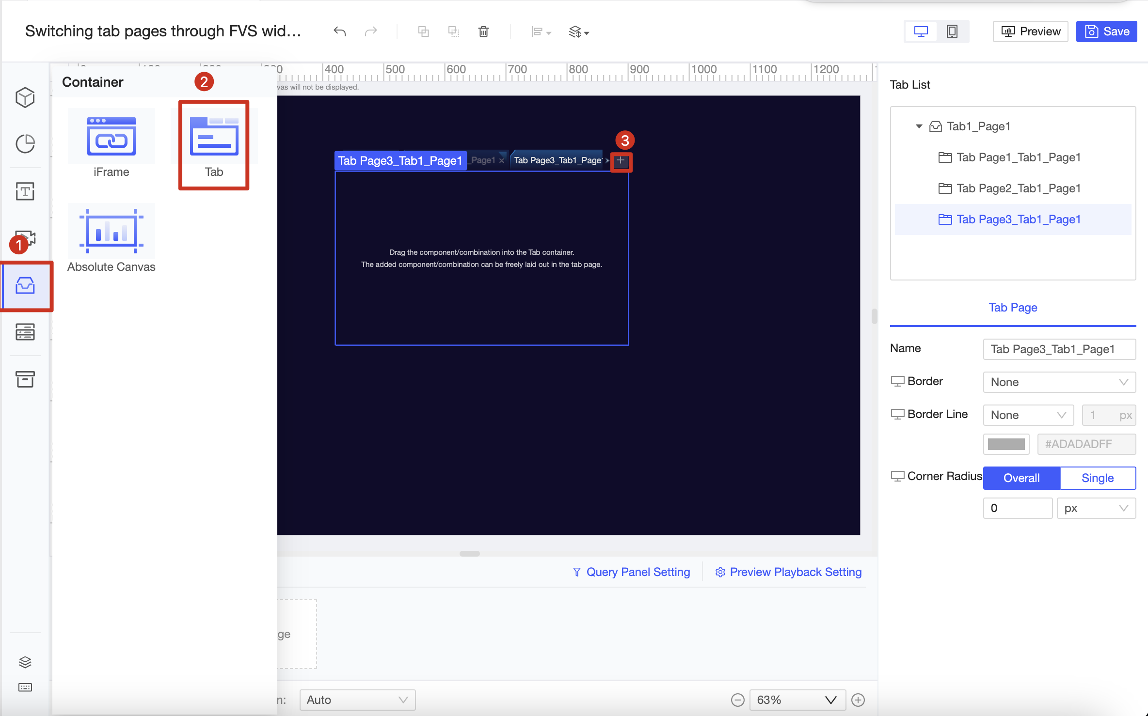 Switching Tab Pages Through FVS Widgets-FineReport Help Document