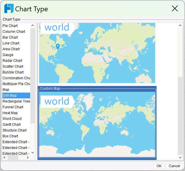 Map Drilling User Defined Hierarchy-FineReport Help Document