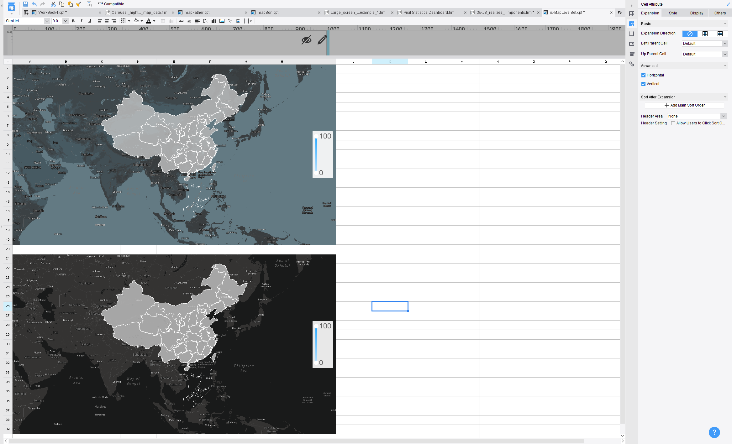 Map layer zoom level-FineReport Help Document
