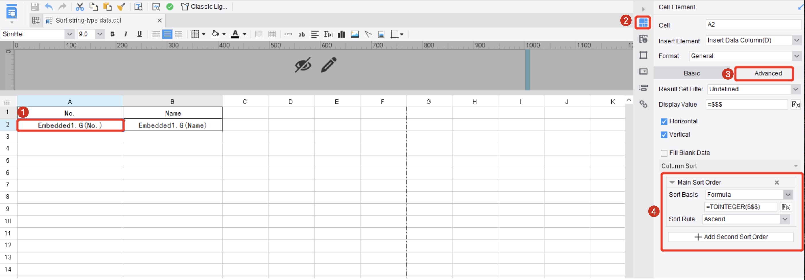 Sorting String-Type Data-FineReport Help Document
