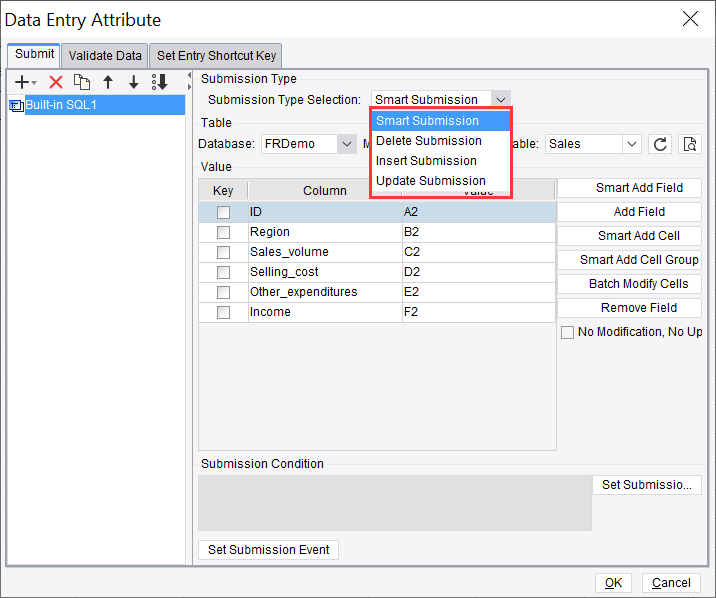 Built-in SQL Submission-FineReport Help Document