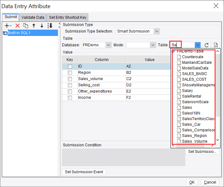 Built-in SQL Submission-FineReport Help Document