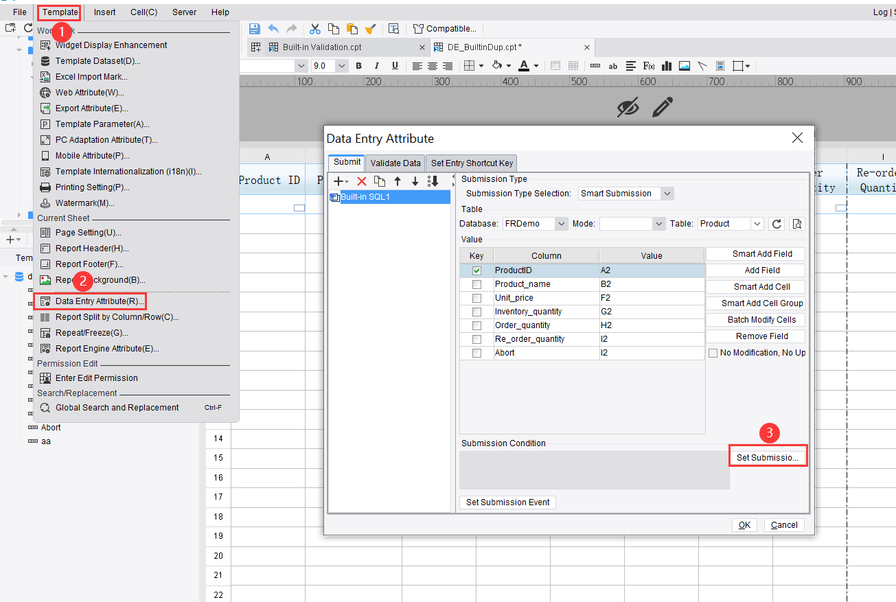 Data Entry Submission Condition-FineReport Help Document