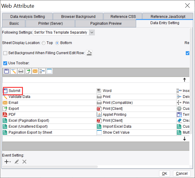 Setting the Attribute of the Submission Button-FineReport Help Document
