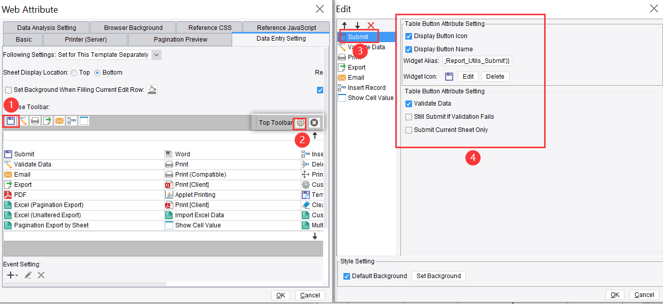 Setting the Attribute of the Submission Button-FineReport Help Document